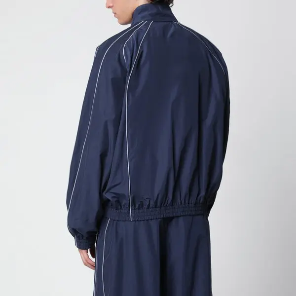 Balenciaga Navy Poplin Track Jacket With Printed Motif