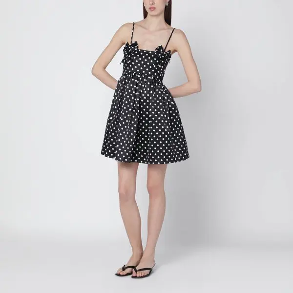 GANNI Satin Mini Dress With Polka Dots