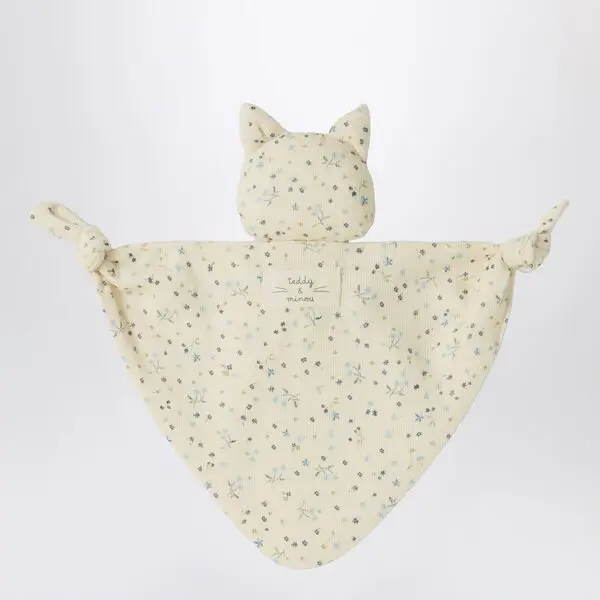 TEDDY & MINOU Doudou With Floral Print And Kitten Detail - Grey