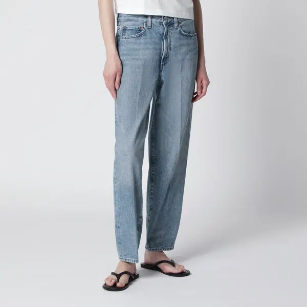 AGOLDE 80's Pleated Jeans In Indigo Denim - Light Blue