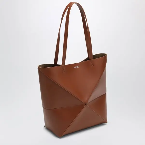 Loewe Medium Fold Tote Bag In Light Leather - Brown