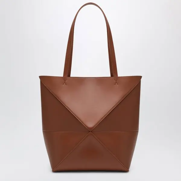 Loewe Medium Fold Tote Bag In Light Leather - Brown