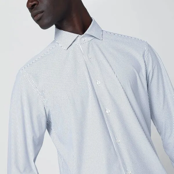 XACUS White Striped Tailor Fit Shirt