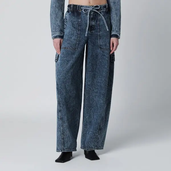Alaïa Washed Denim Cargo Trousers - Blue