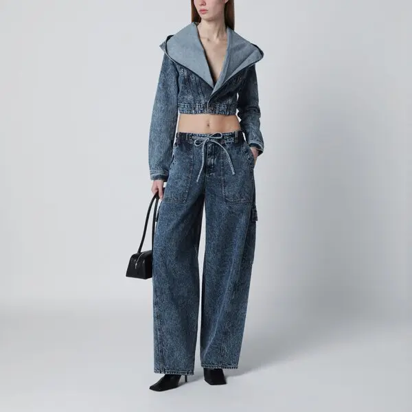Alaïa Washed Denim Cargo Trousers - Blue