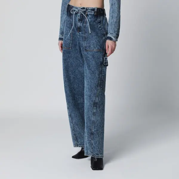 Alaïa Washed Denim Cargo Trousers - Blue