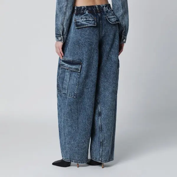 Alaïa Washed Denim Cargo Trousers - Blue