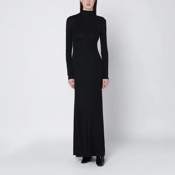 Alaïa Long Sleeve High Neck Maxi Dress - Black