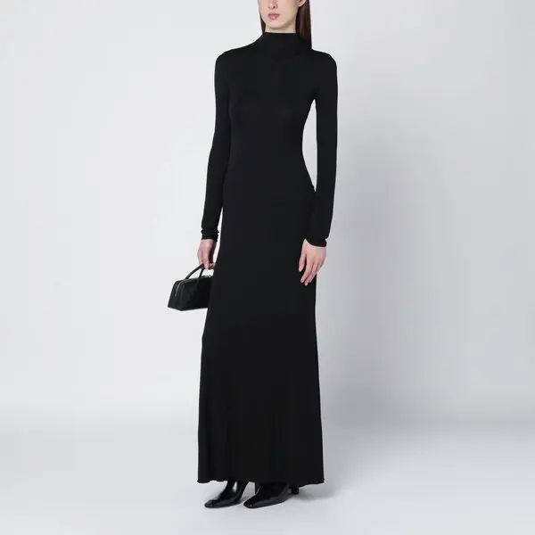 Alaïa Long Sleeve High Neck Maxi Dress - Black