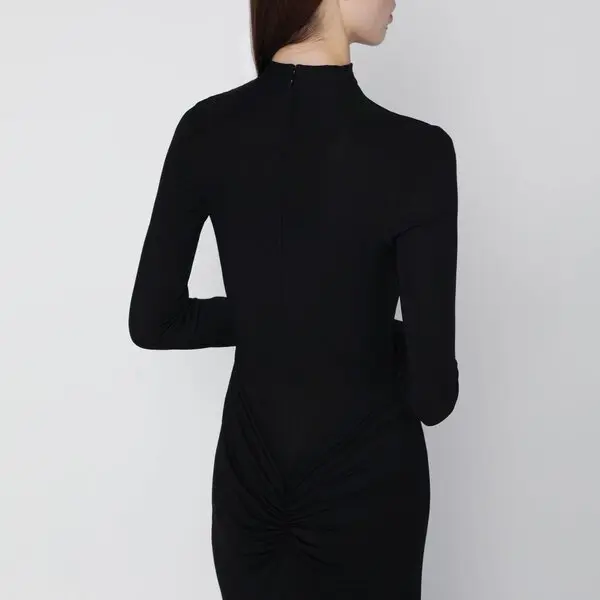 Alaïa Long Sleeve High Neck Maxi Dress - Black