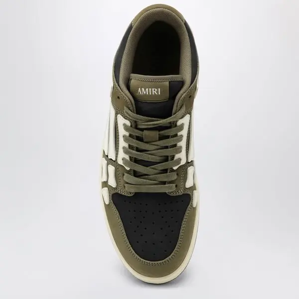 Amiri Skel Top Low Sneakers In Army Green/white - Black