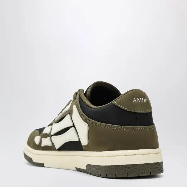 Amiri Skel Top Low Sneakers In Army Green/white - Black