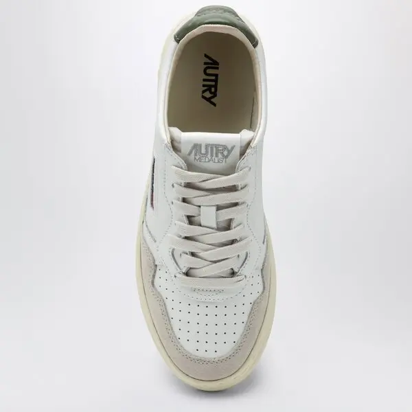 AUTRY Medalist Low Sneakers In Green Leather And Suede - White