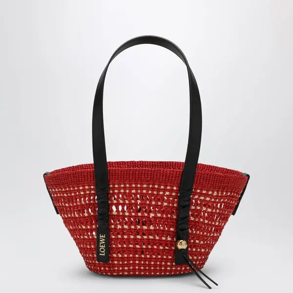 Loewe Small Iraca Palm And Leather Braid Basket Bag