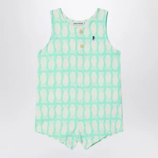 BOBO CHOSES Lucky Fish" Green Water Romper - Multicolor