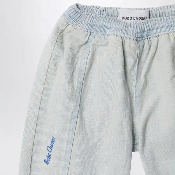 BOBO CHOSES Cotton Denim Trousers With Elasticated Waistband
