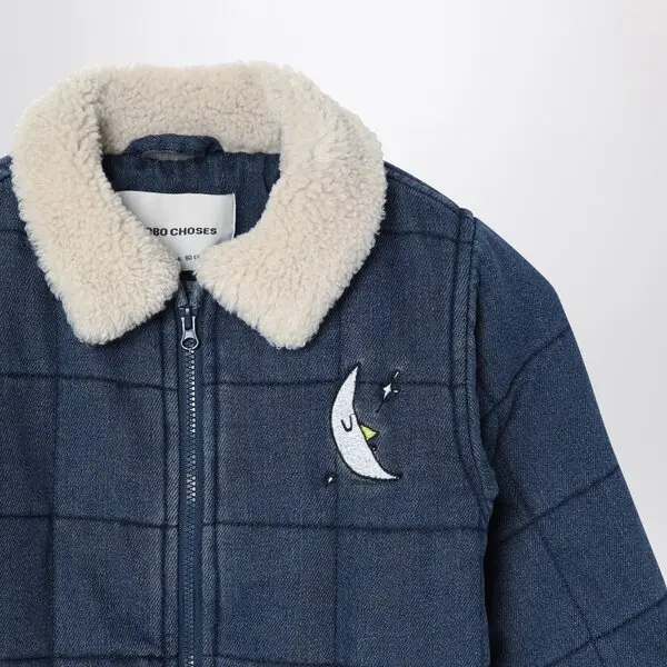 BOBO CHOSES Quilted Denim Jacket With Contrasting Collar
