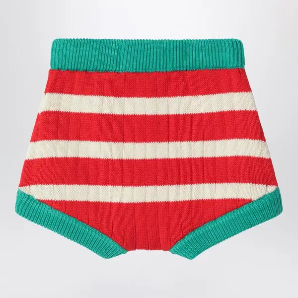 BOBO CHOSES Striped Knit Shorts With Embroidered Logo