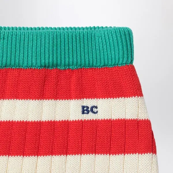 BOBO CHOSES Striped Knit Shorts With Embroidered Logo