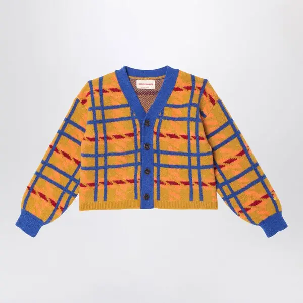BOBO CHOSES Madras Check Pattern Jacquard Cardigan