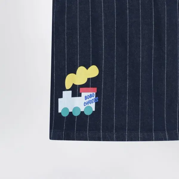 BOBO CHOSES Denim Pinafore Dress With Train Applique