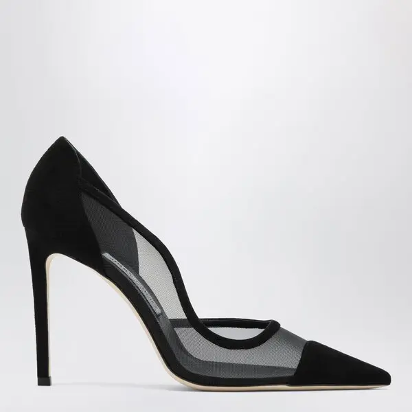 JIMMY CHOO Brigitte Suede And Mesh Pointed-toe Pumps