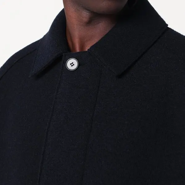 Harris Wharf London Navy Virgin Wool Single-breasted Coat