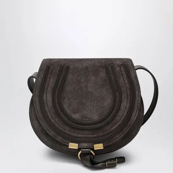 Chloé Marcie Saddle Bag In Suede - Brown