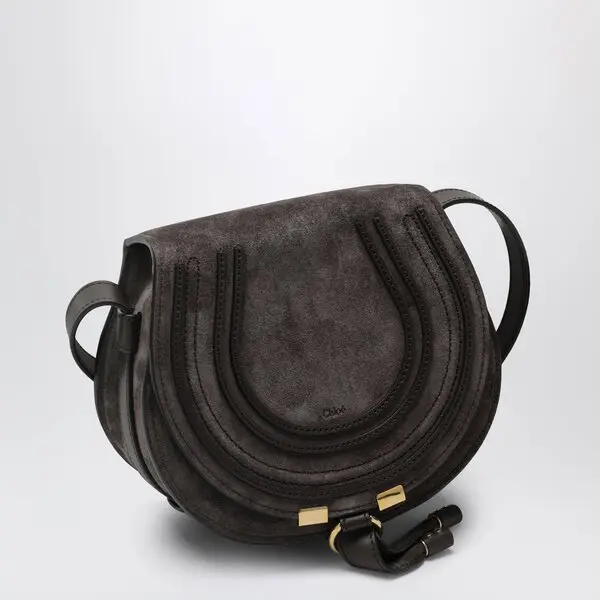 Chloé Marcie Saddle Bag In Suede - Brown