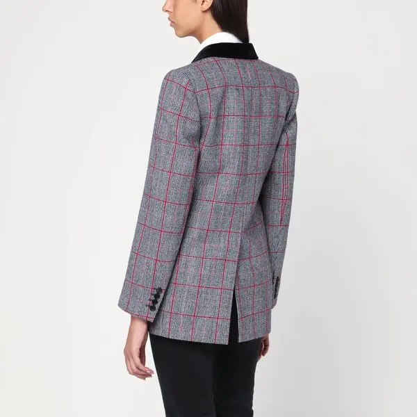Chloé Double-breasted Checkered Virgin Wool Blazer