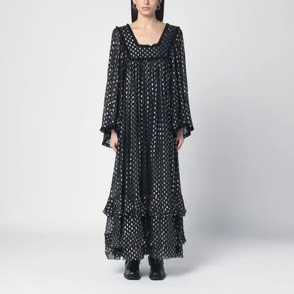 Chloé Maxi Dress With Polka Dot Jacquard And Ruffles