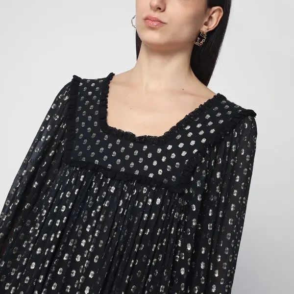Chloé Maxi Dress With Polka Dot Jacquard And Ruffles