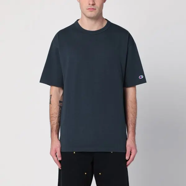 Champion Navy Cotton Crew-neck T-shirt - Blue
