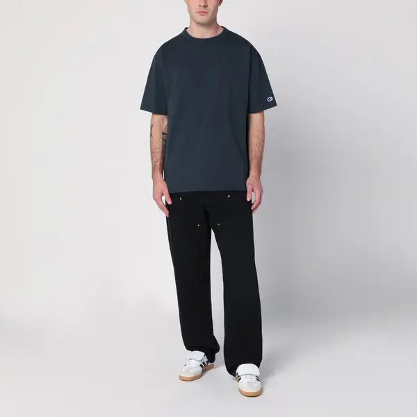 Champion Navy Cotton Crew-neck T-shirt - Blue