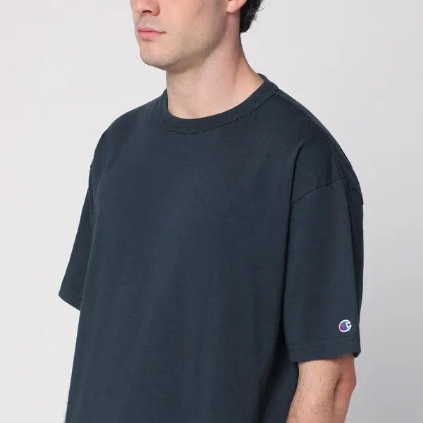 Champion Navy Cotton Crew-neck T-shirt - Blue