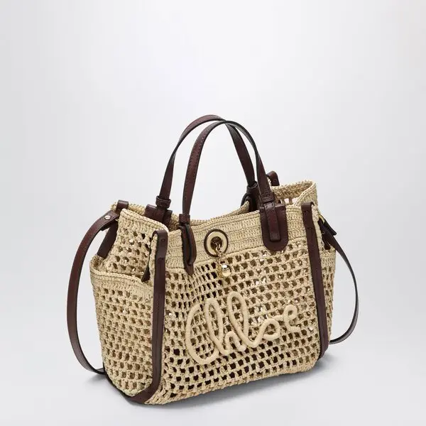 Chloé Iconic Tote Bag In Raffia And Leather