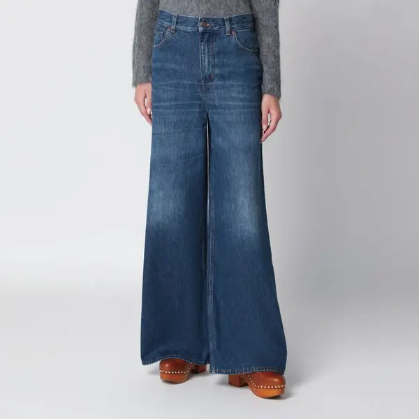 Chloé Flared Jeans In Washed Midnight Denim