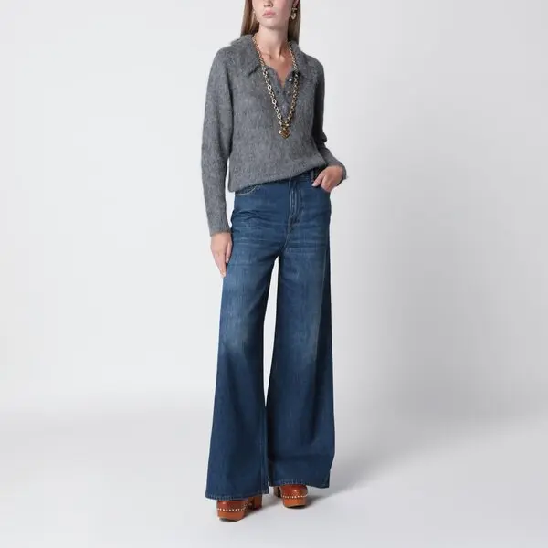Chloé Flared Jeans In Washed Midnight Denim