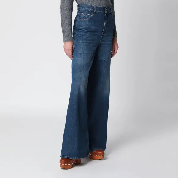 Chloé Flared Jeans In Washed Midnight Denim