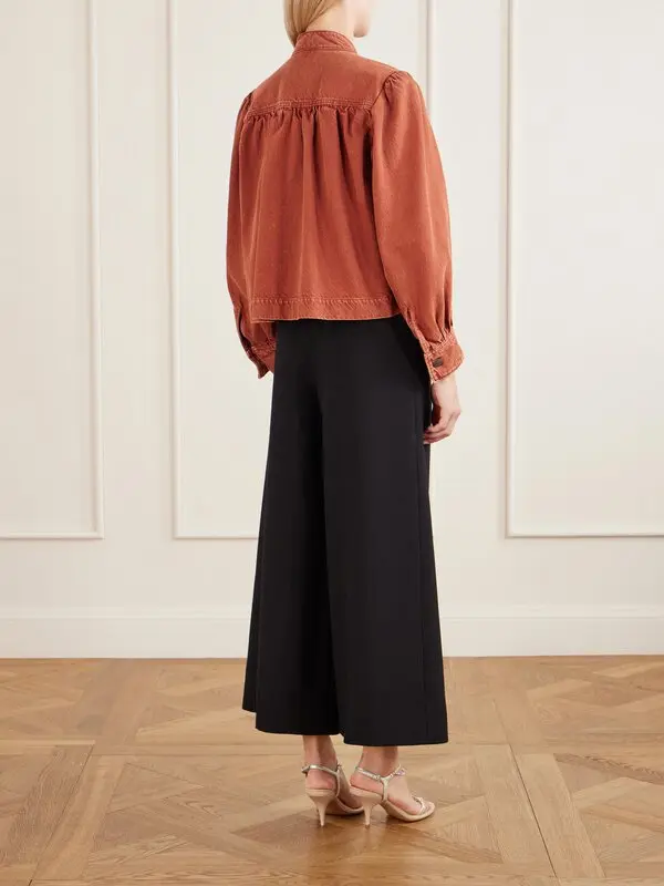 Chloé Logo-appliquéd Garment-dyed Denim Jacket