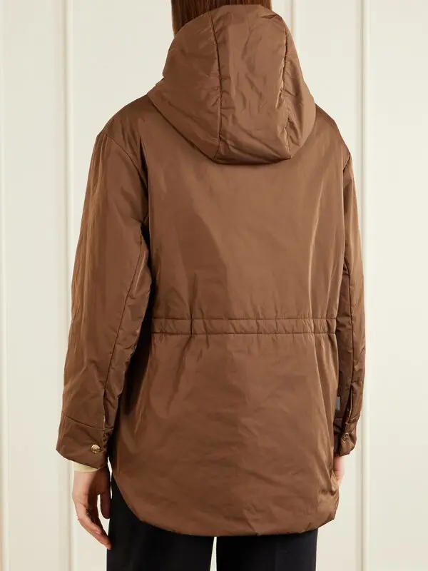 Max Mara Hooded Belted Shell Jacket - Brown