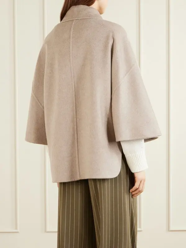 Max Mara Leather-trimmed Cashmere Cape