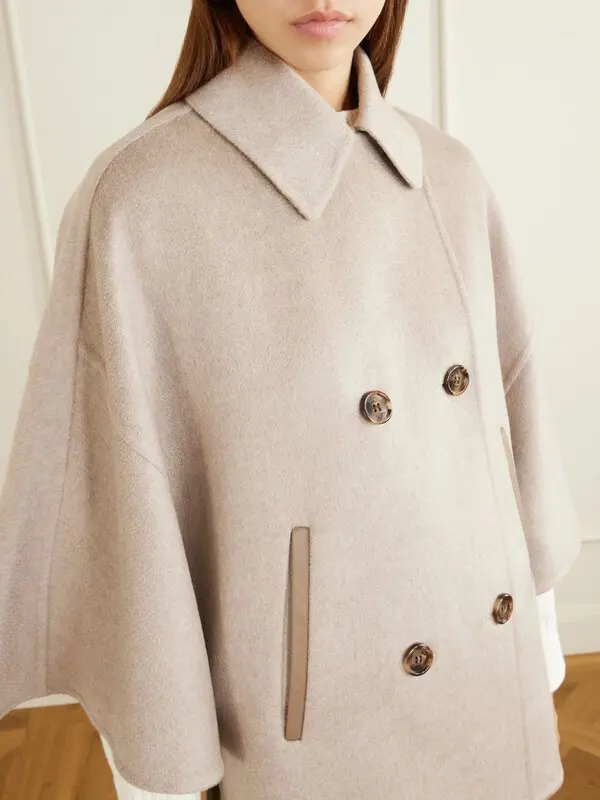 Max Mara Leather-trimmed Cashmere Cape