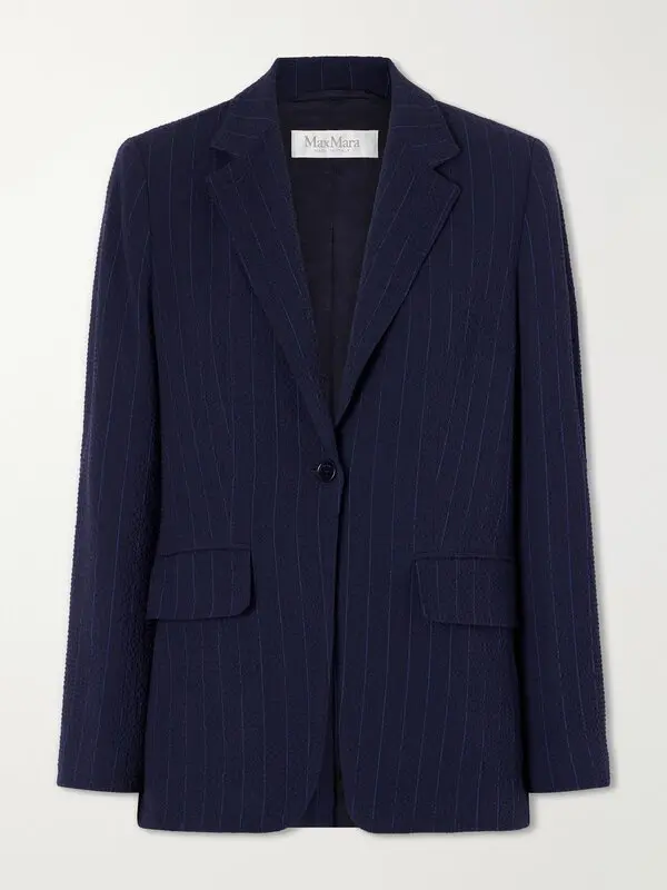 Max Mara Pinstriped Wool-blend Seersucker Blazer