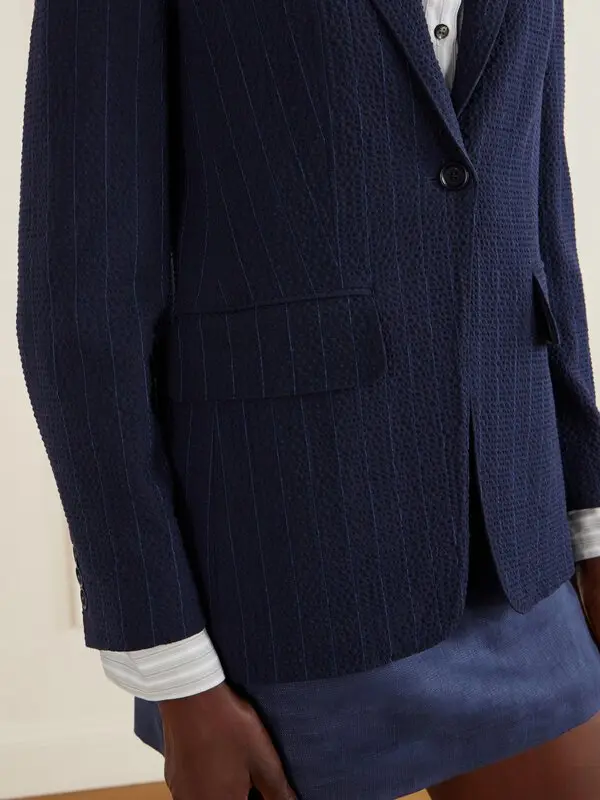 Max Mara Pinstriped Wool-blend Seersucker Blazer