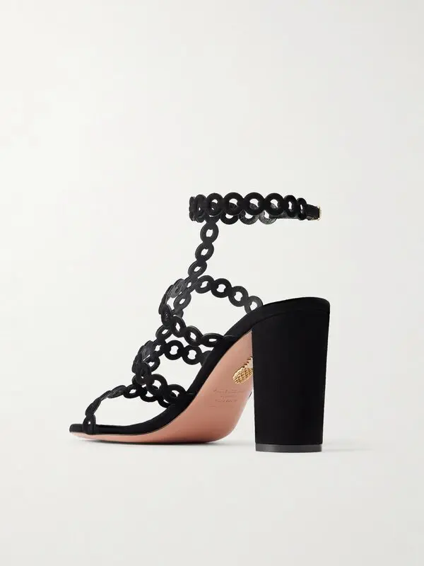 AQUAZZURA Infinity Chain 85 Suede Block Heel Sandals