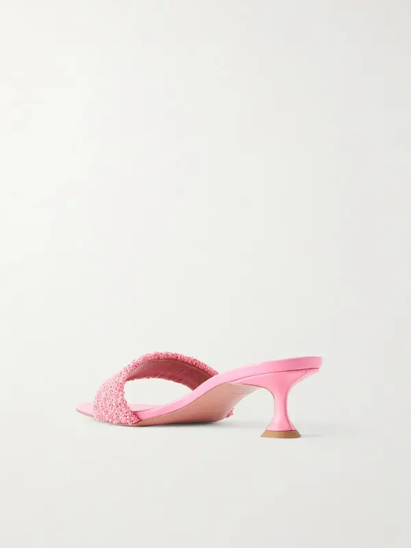 Amina Muaddi Andreea 45 Raffia Mules - Pink