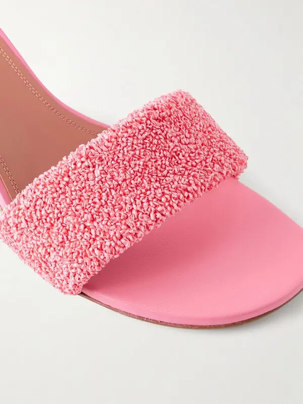 Amina Muaddi Andreea 45 Raffia Mules - Pink