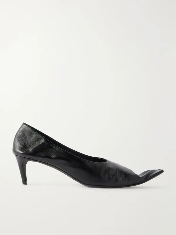 Khaite Marlene Glazed Leather Pumps - Black