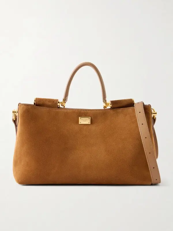 Dolce & Gabbana Vittoria Suede Tote With Leather Trim - Brown